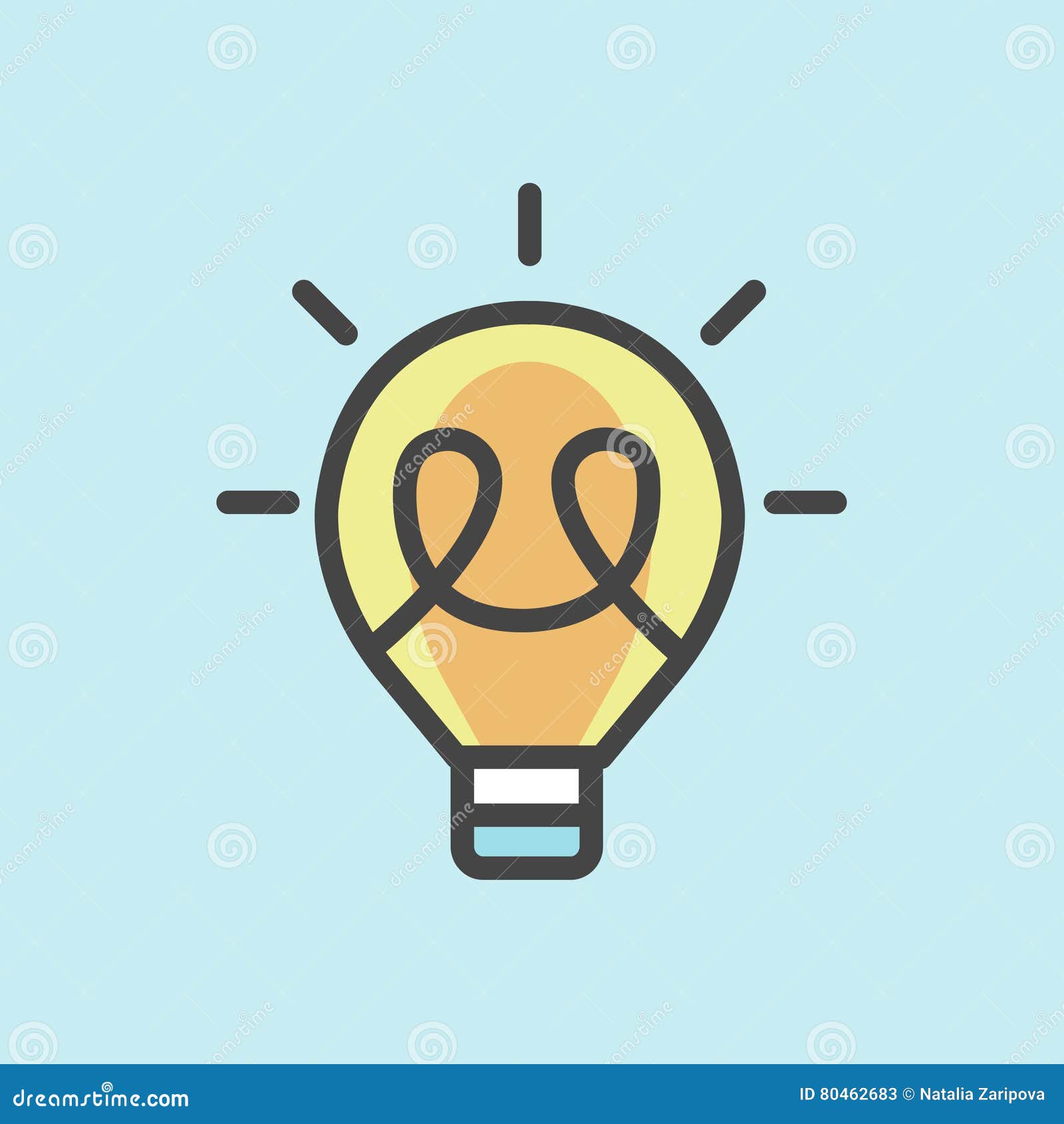 Vector Illustration of Icon Lamp Luminous Flat Design. Stock ...