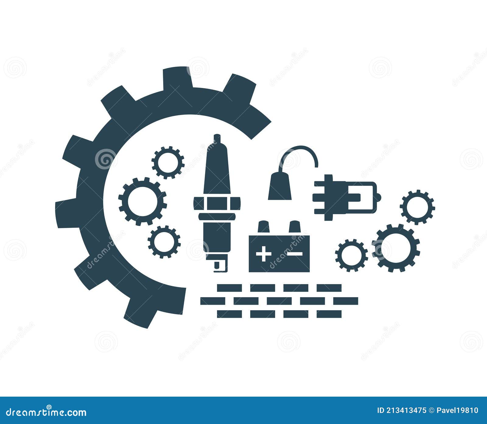 Vector Illustration, Icon and Logo with Car Parts. Car Service Stock ...