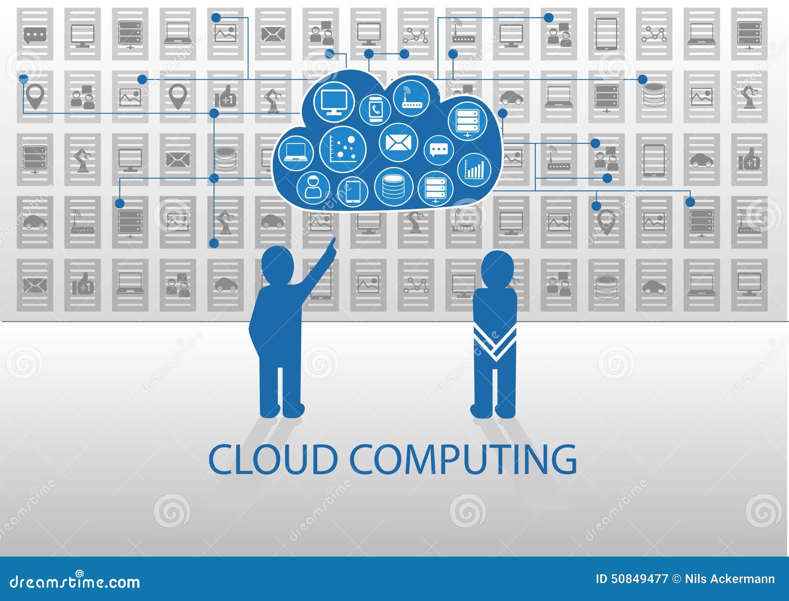 Vector Illustration of Icon Persons for Cloud Computing. Stock Vector ...