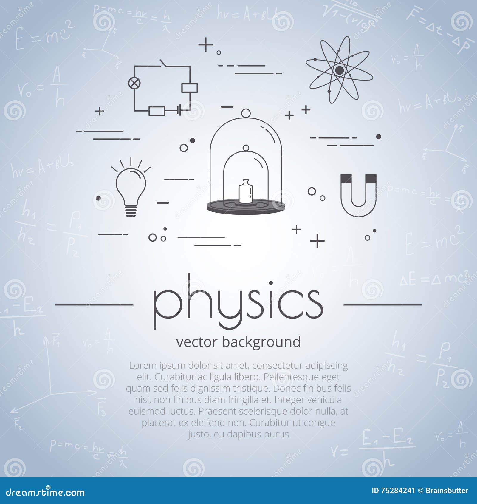 Vector Illustration with Icon Set of School Subject - Physics. Science ...