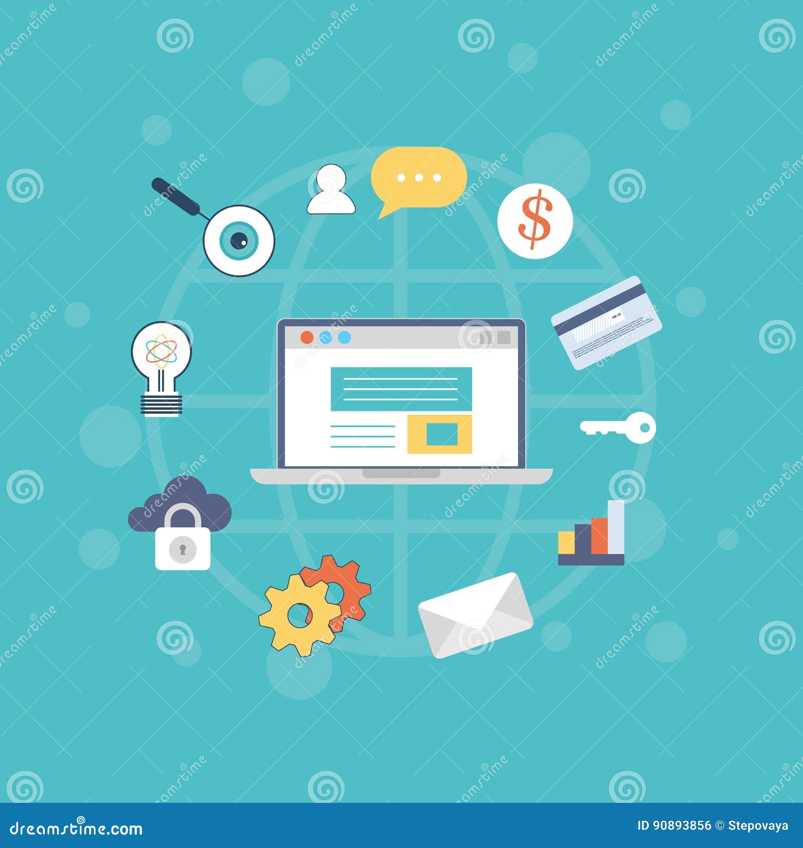 Vector Illustration of Icons Set of Computer Technology and Internet ...