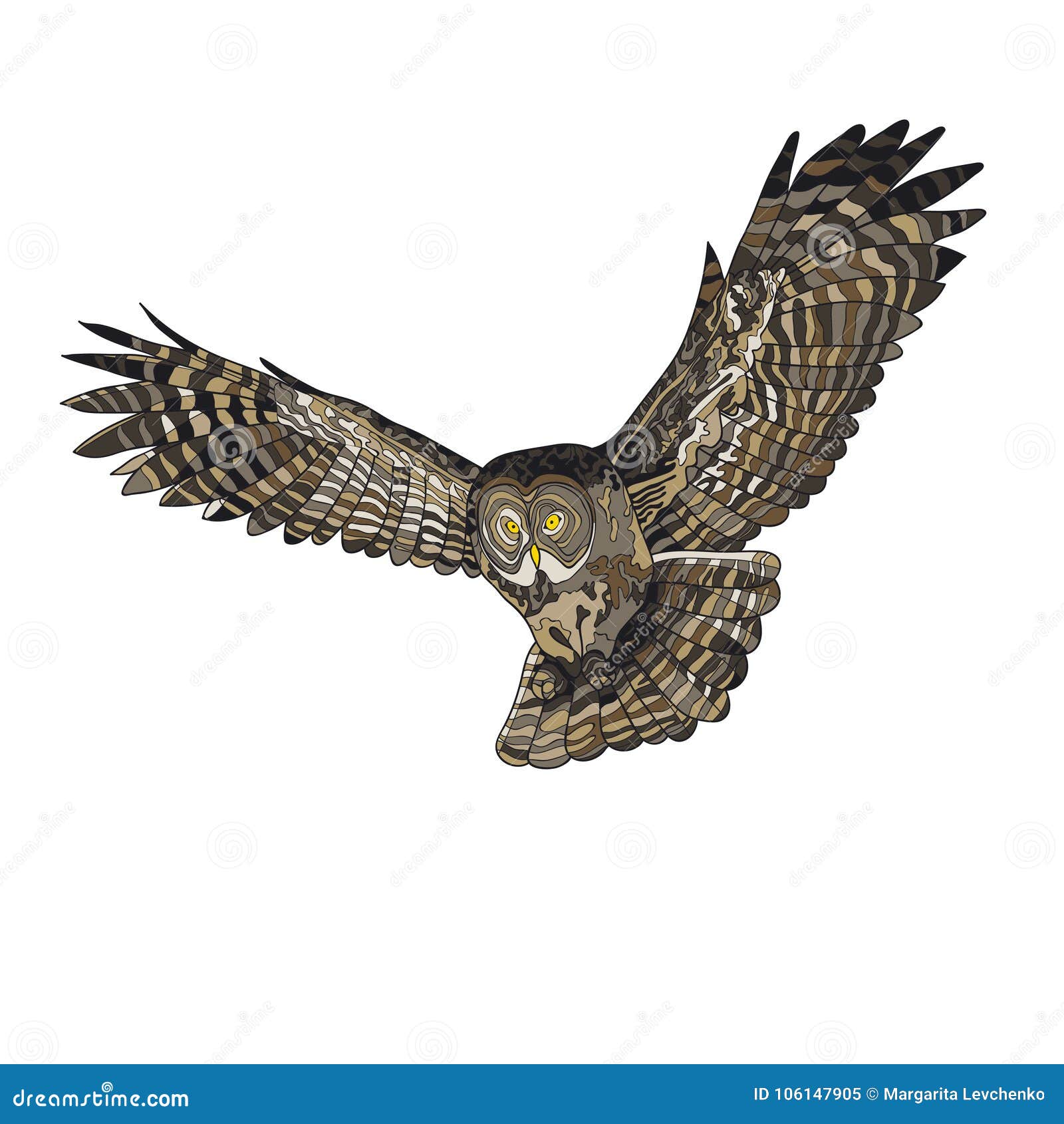 Vector Illustration, an Image of a Flying Owl. Color Illustration ...