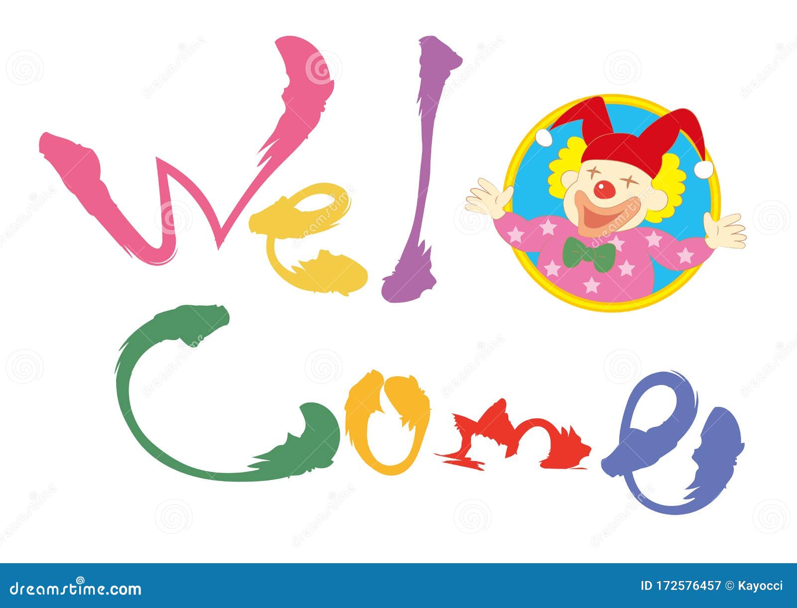 Colorful Welcome Title with Clown Stock Vector - Illustration of ...