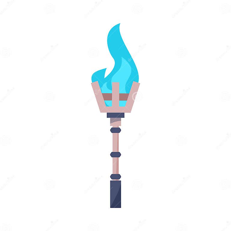 Vector Illustration with the Image of a Magic Torch on a Metal Base ...