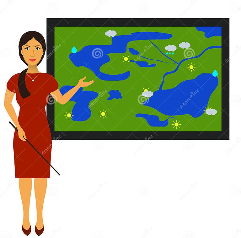 Vector Illustration with the Image of a TV Weather Reporter at Work ...