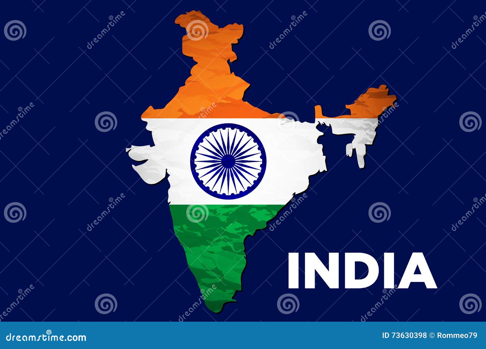 Vector Illustration of India Flag Map. Stock Vector - Illustration of ...