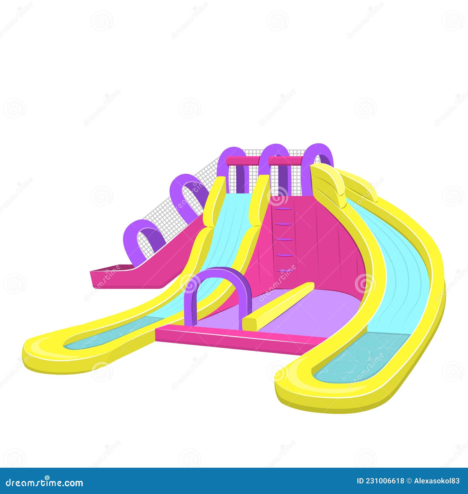 Vector Illustration of Inflatable Slides Isolated on White Background ...