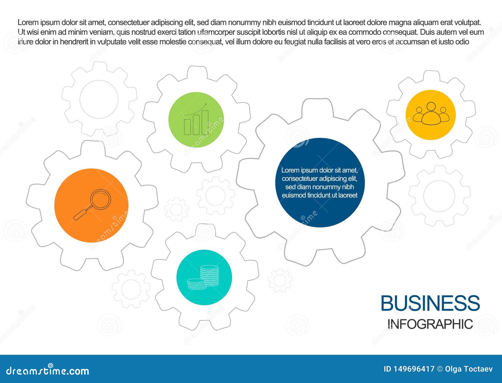 Vector Illustration of Infographic Design Template with Gear and Icons ...