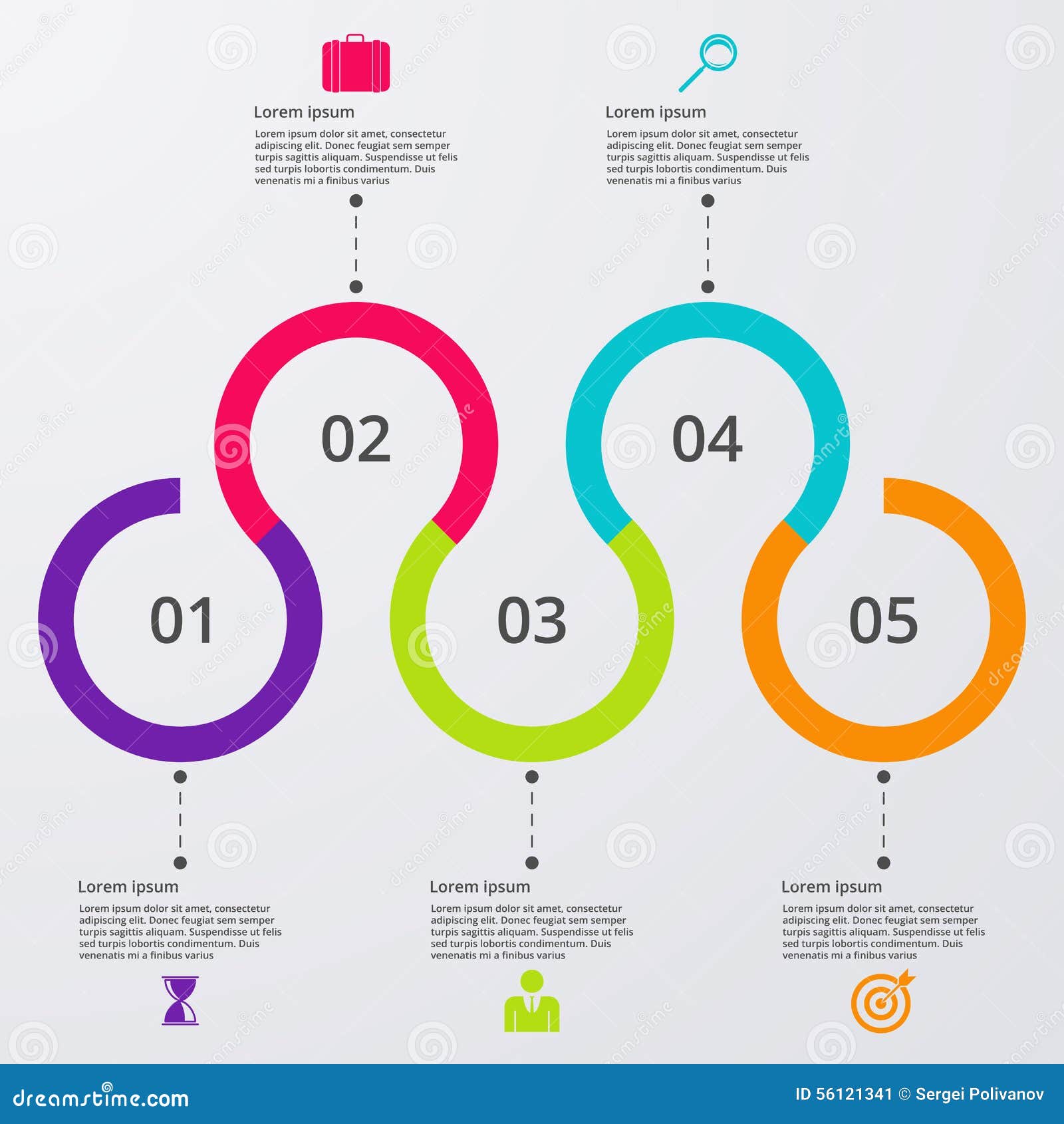 Infographic Five Step With Ribbon Up Side Arrow Dashed Circle And Text ... Infographic Five Step With Ribbon Up Side Arrow Dashed Circle And Text ...