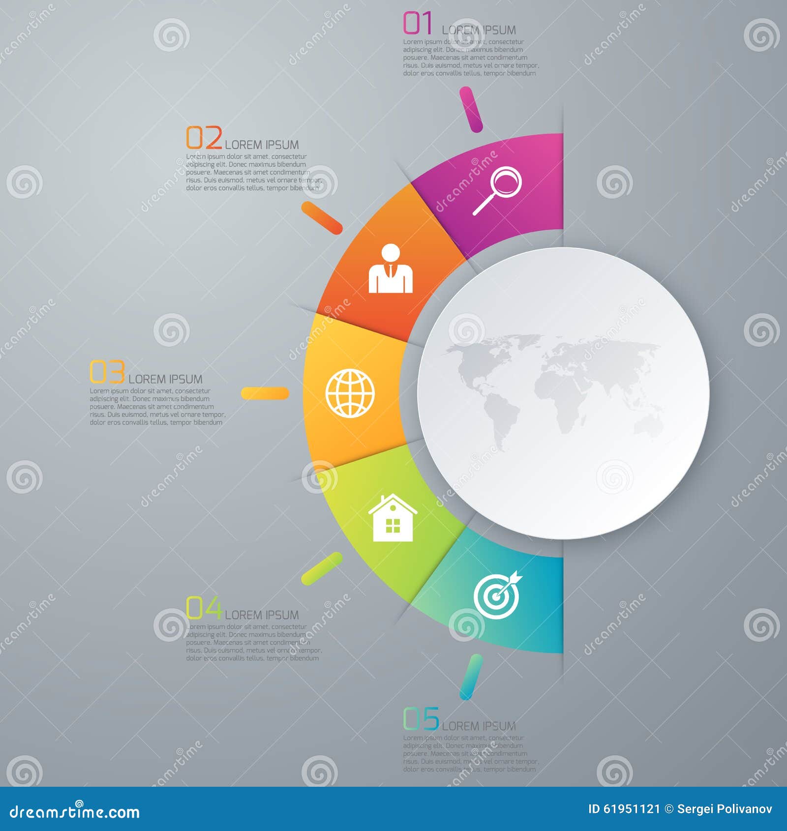 Key Infographic. Five Colored Items. Vector Illustration ...