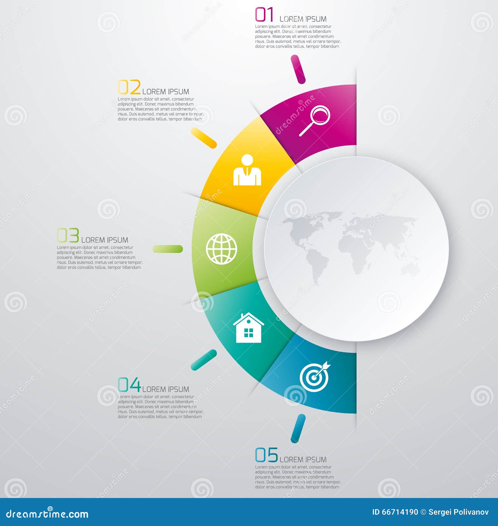 Infographic Five Step With Ribbon Up Side Arrow Dashed Circle And Text ... Infographic Five Step With Ribbon Up Side Arrow Dashed Circle And Text ...