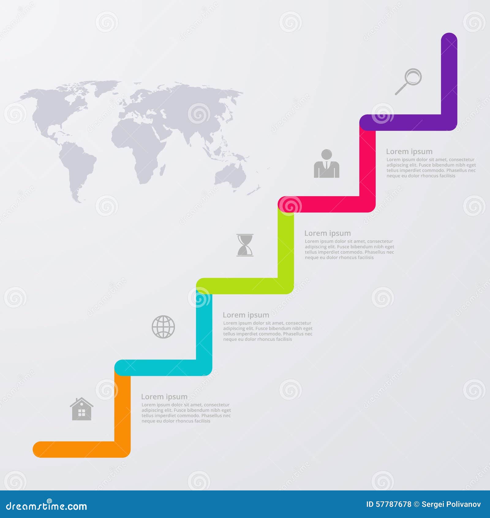 Vector Illustration Infographic Five Options with World Map Stock ...