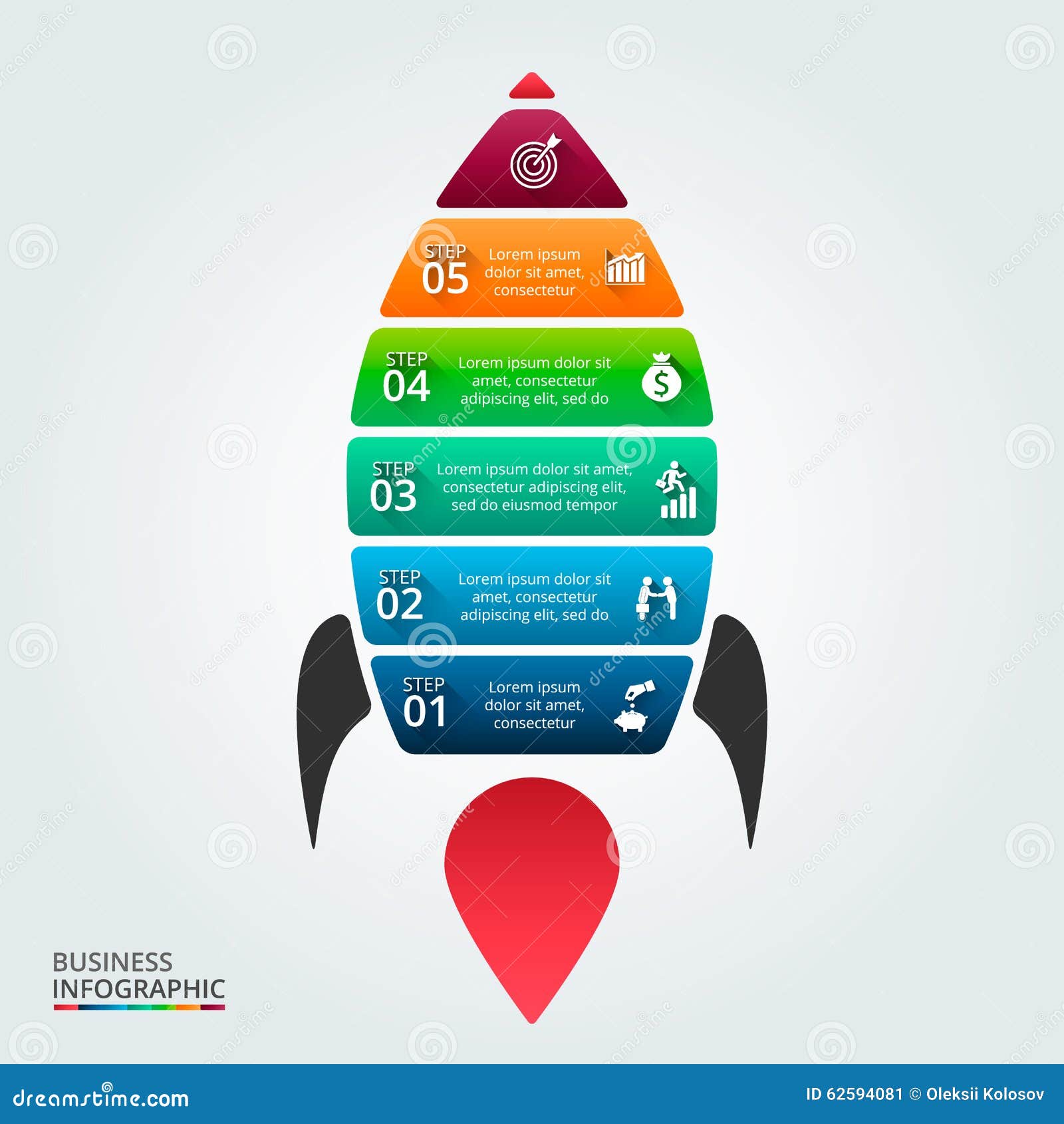 Vector Illustration of Infographic with Rocket. Stock Vector ...