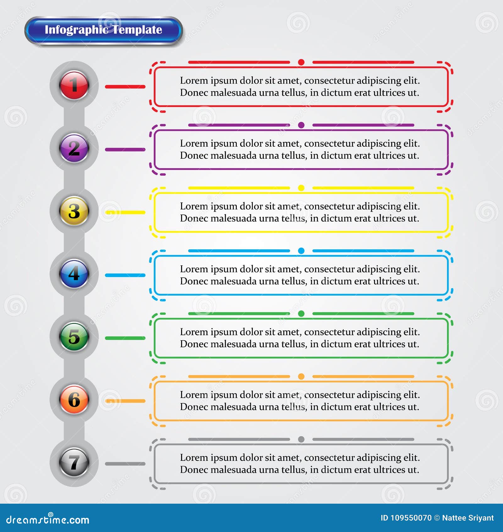 Infographic Template - Sequence Buttons With Text Boxes Stock Photo ...