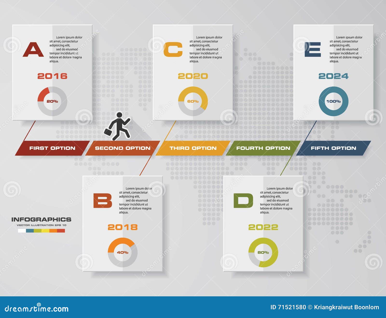 Vector Illustration Infographic Timeline of 5 Options. Stock Vector ...