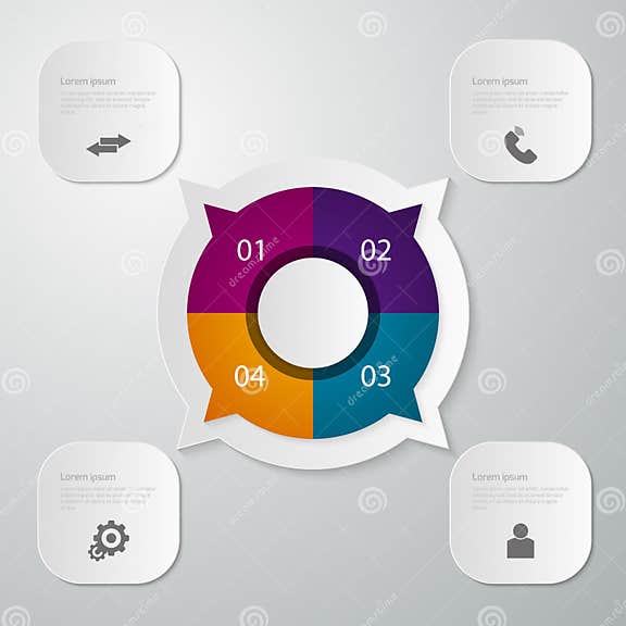 Vector Illustration Infographics Circle with Four Quadrants . Re Stock ...