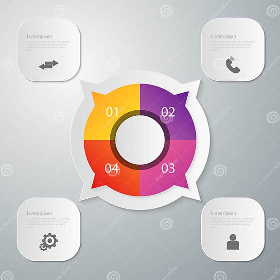 Vector Illustration Infographics Circle with Four Quadrants Stock ...