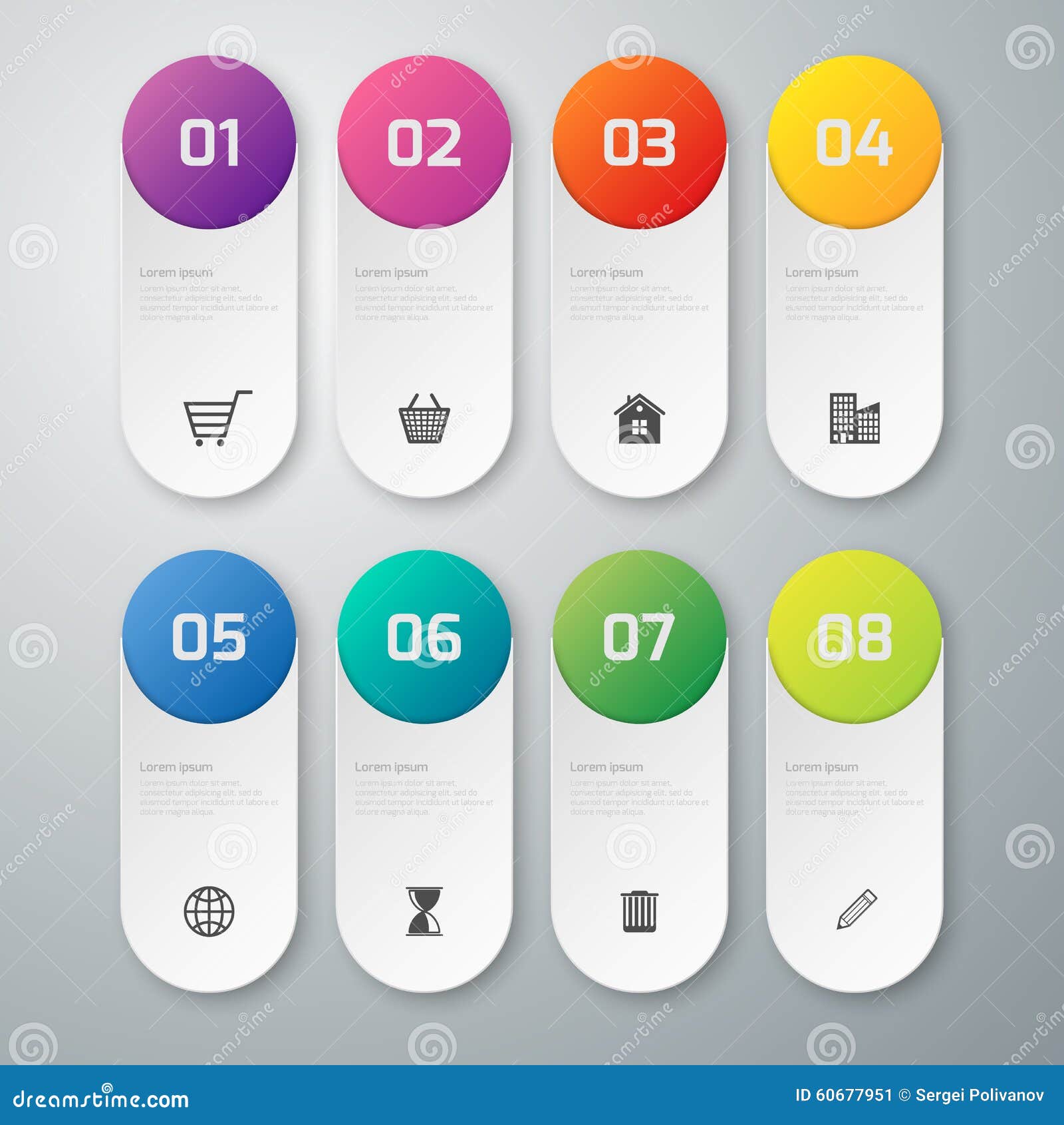 Vector Illustration Infographics Eight Rounded Rectangles Stock Vector ...