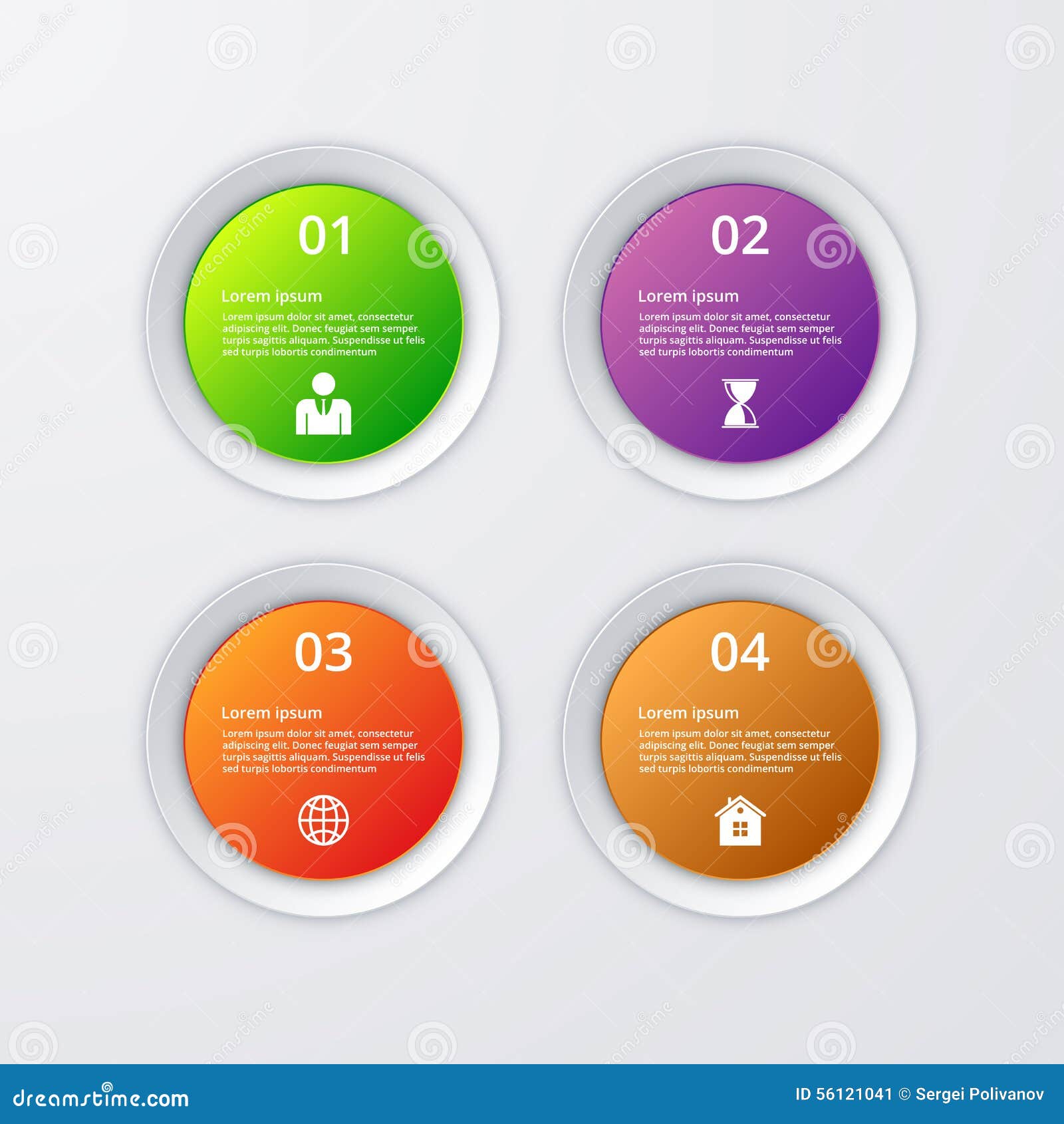 Four Circles With Arrows. Neumorphism Infographic Illustration. Growth ...