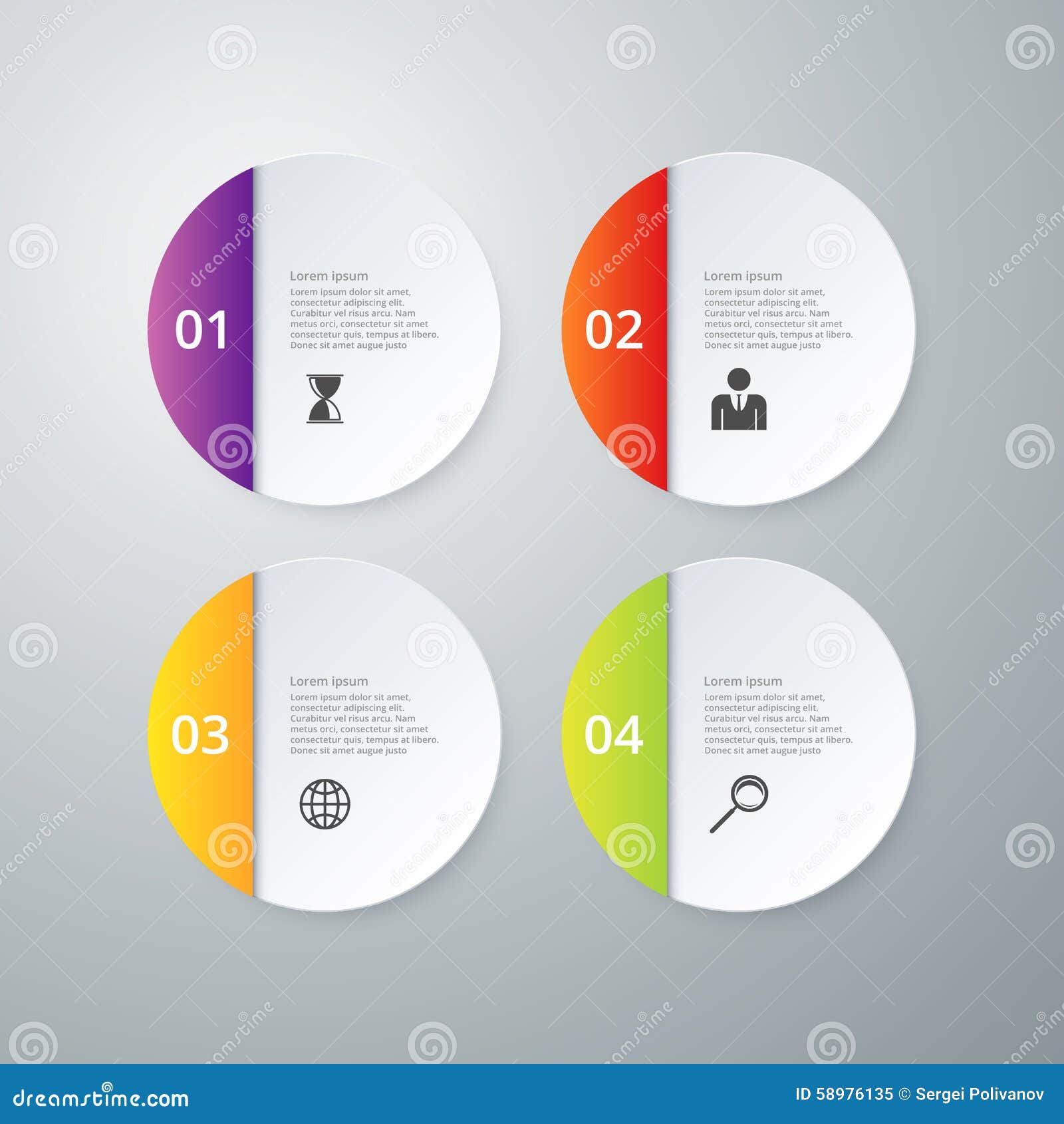 Four Circles With Arrows. Neumorphism Infographic Illustration. Growth ...