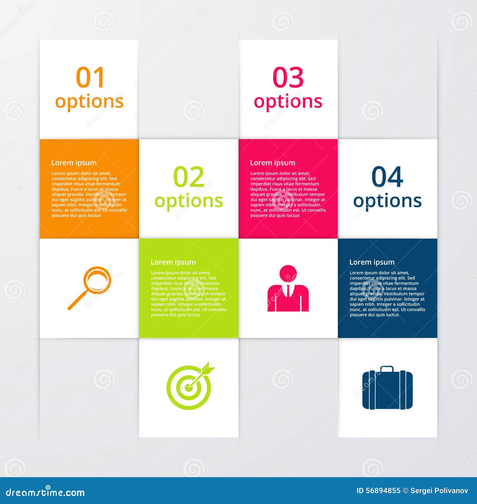 Vector Illustration Infographics Four Options Squares Stock Vector ...