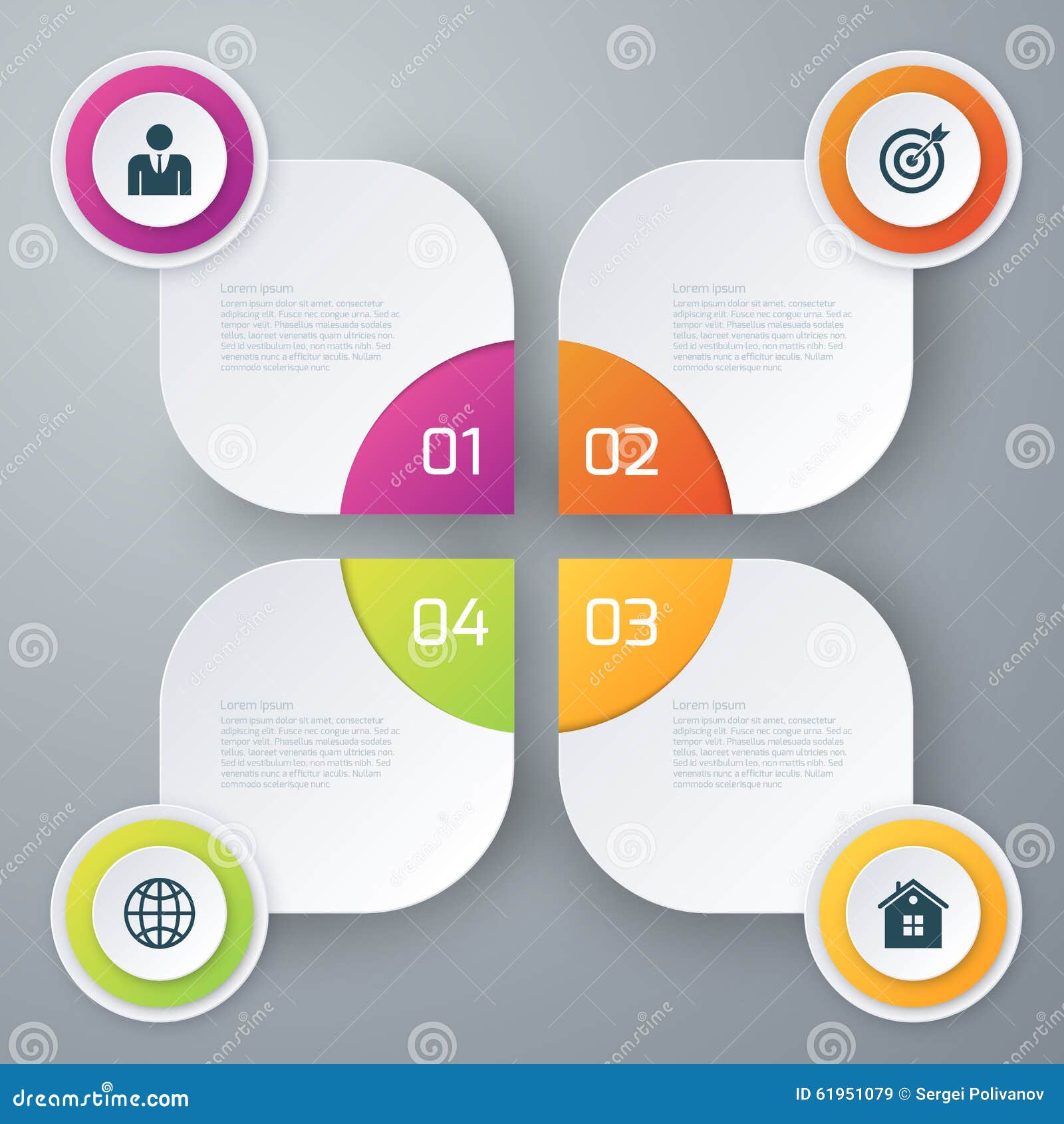 Vector Illustration Infographics Four Options Squares Stock Vector ...