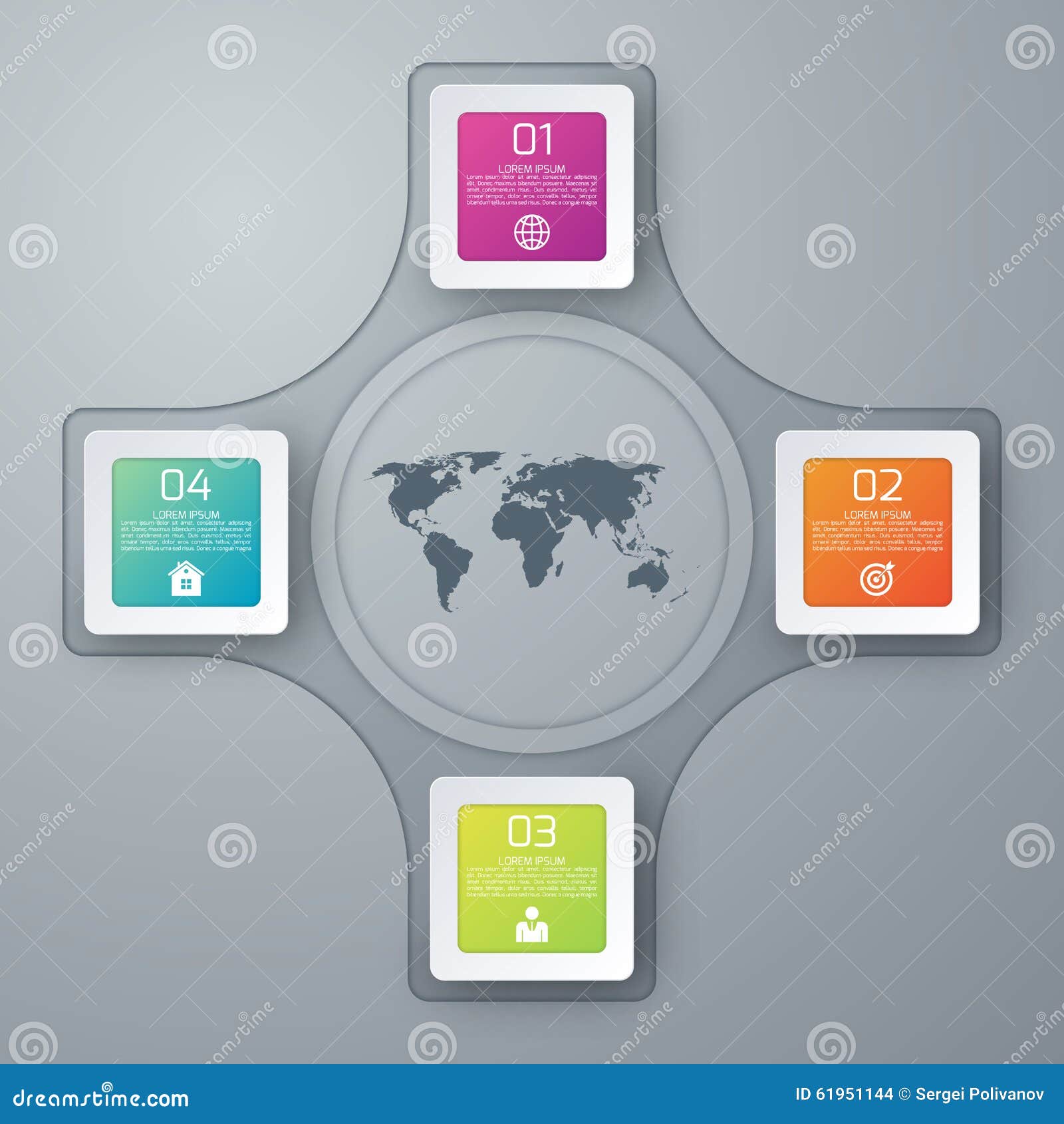 Vector Illustration Infographics Four Options Squares Stock Vector ...