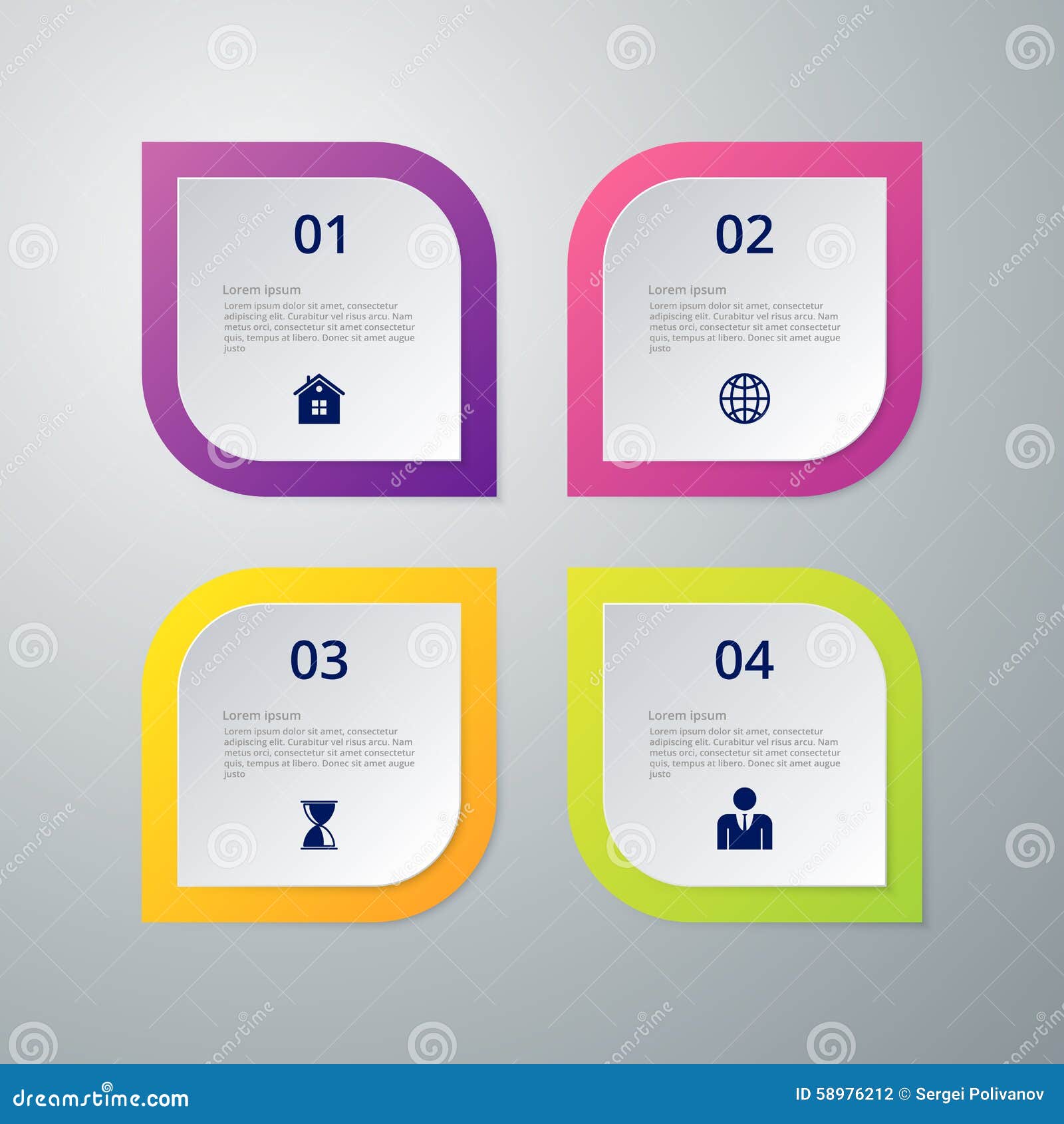 Vector Illustration Infographics Four Rounded Rectangle Stock Vector ...