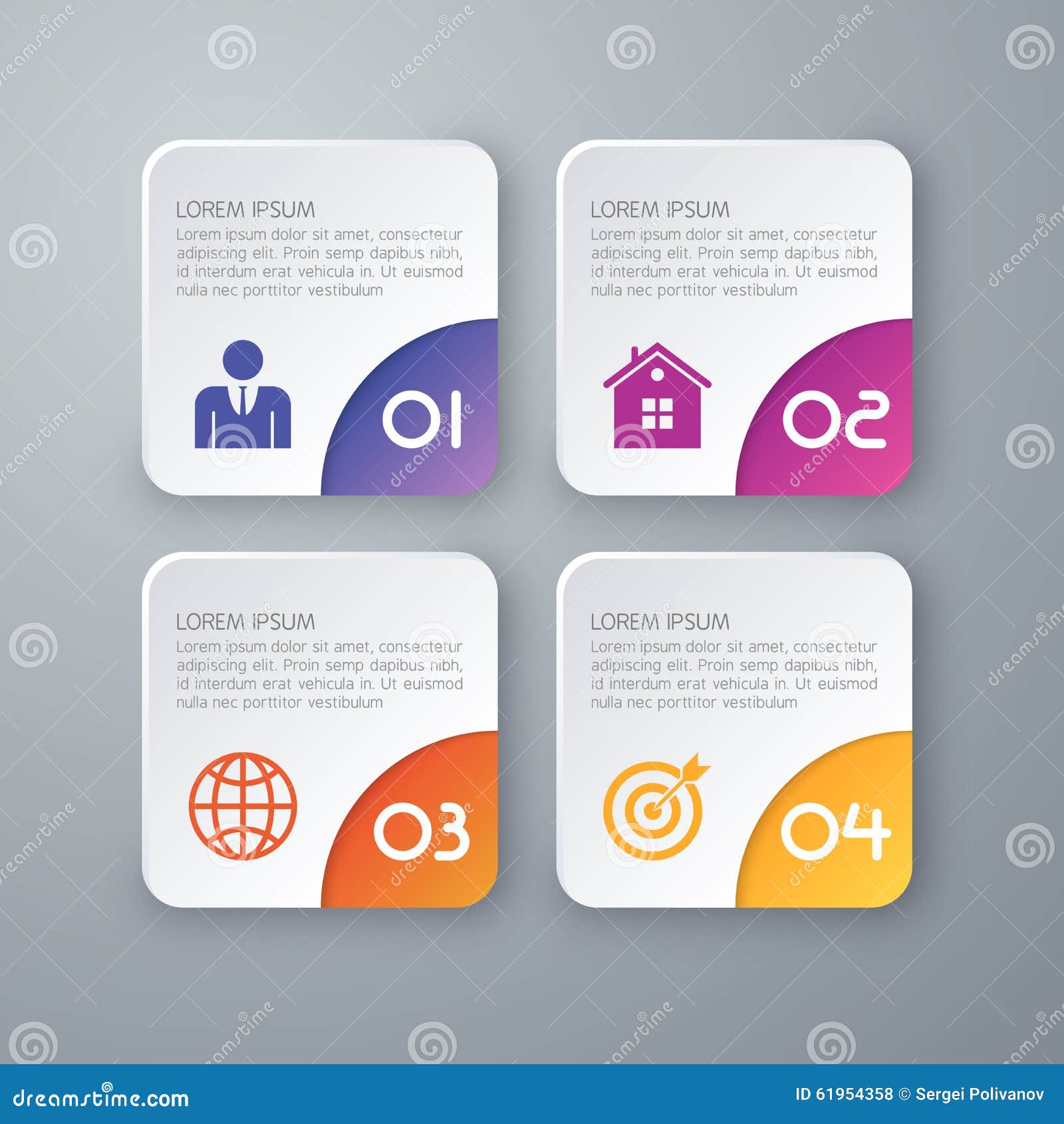 Vector Illustration Infographics Four Rounded Rectangle Stock Vector ...