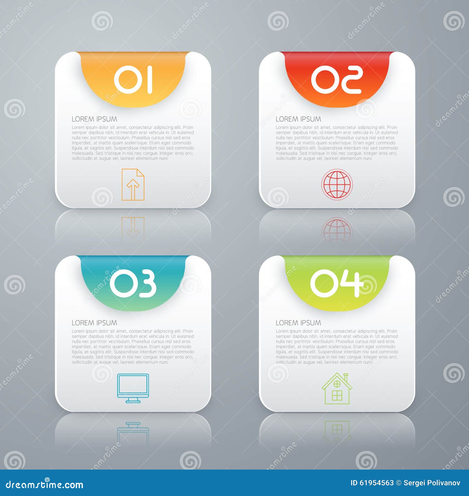 Vector Illustration Infographics Four Rounded Rectangle Stock Vector ...