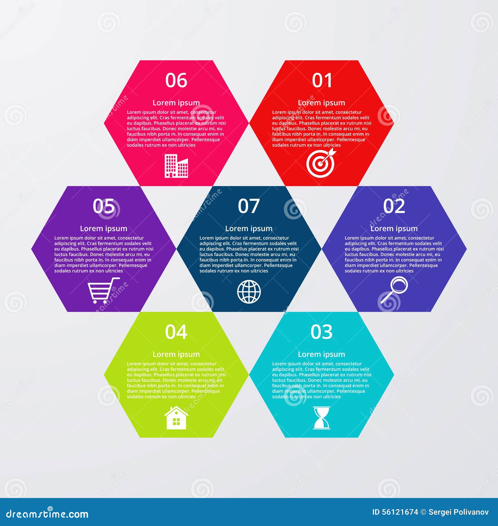 Seven Hexagons For Business Presentation. Infographic Elements ...