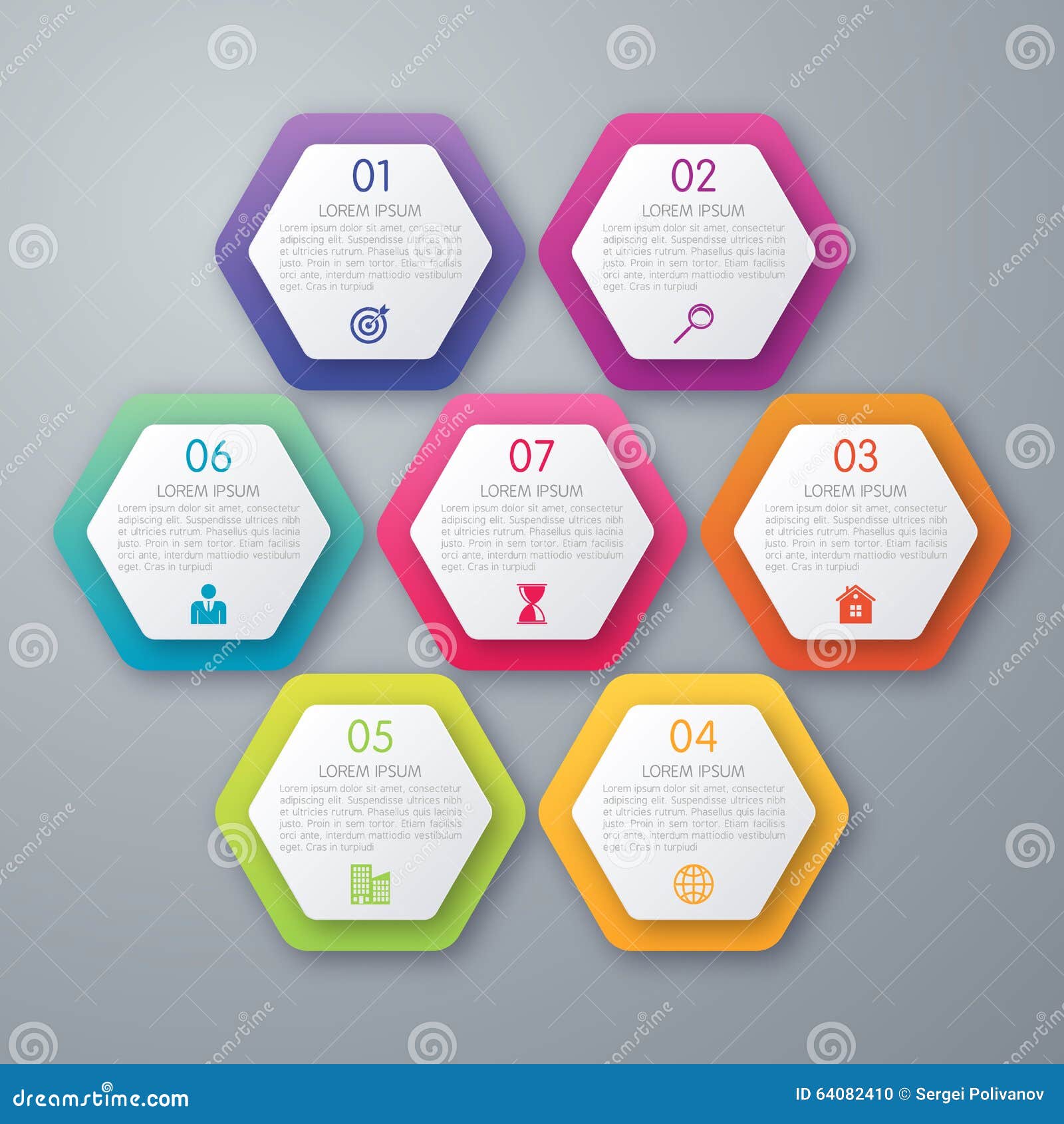 Vector Illustration Infographics Seven Hexagons Stock Vector ... Vector Illustration Infographics Seven Hexagons Stock Vector ...