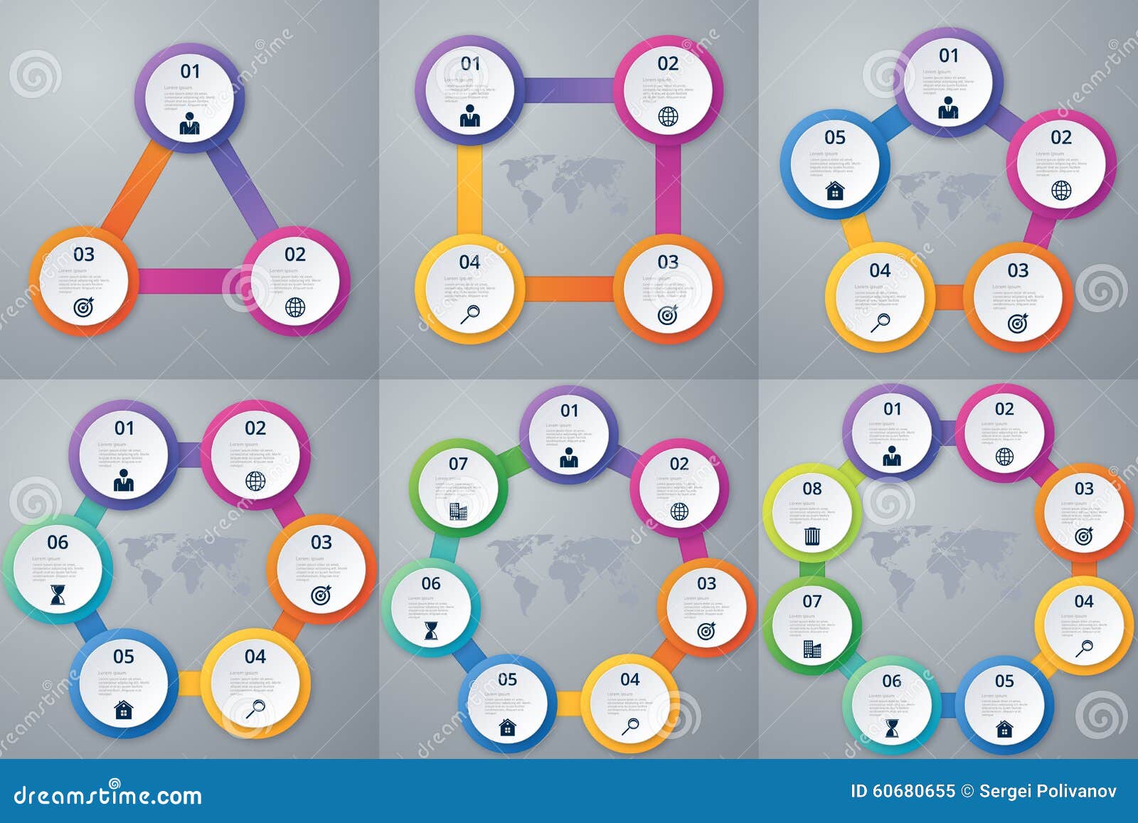 Vector Illustration Infographics Three, Four , Five, Six , Seven and ...