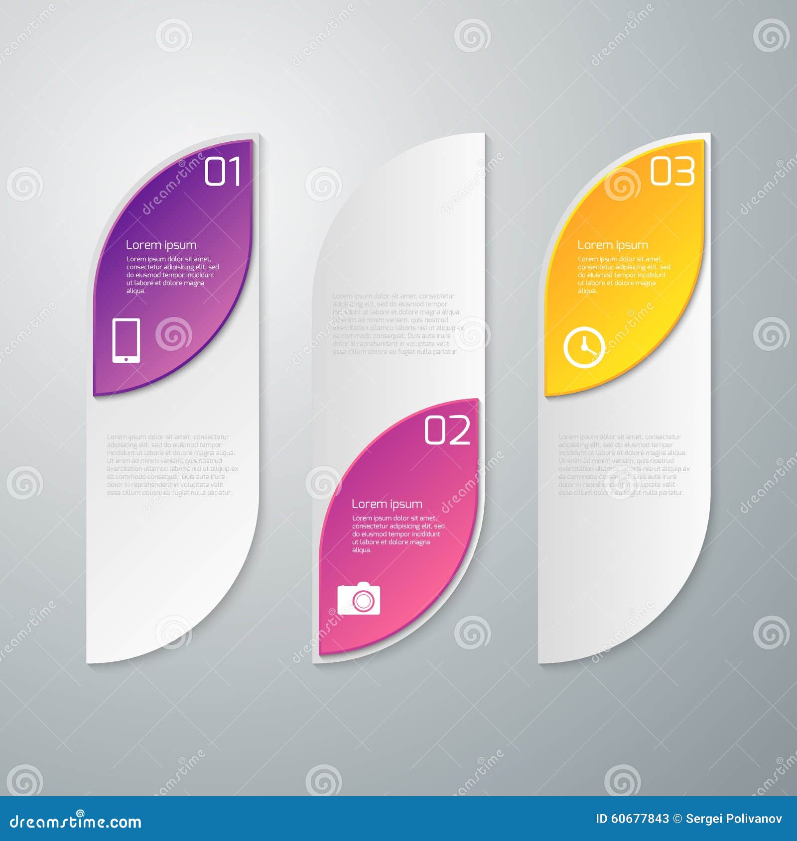Vector Illustration Infographics Three Rectangles with Rounded Corners ...