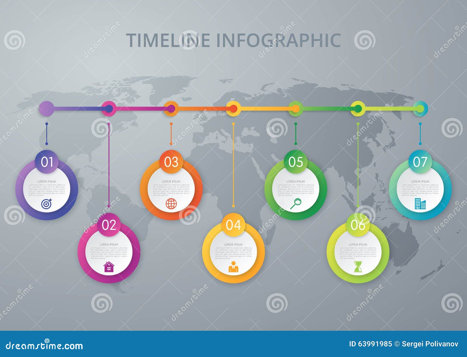 Vector Illustration Infographics Timeline Seven Options. Stock Vector ...