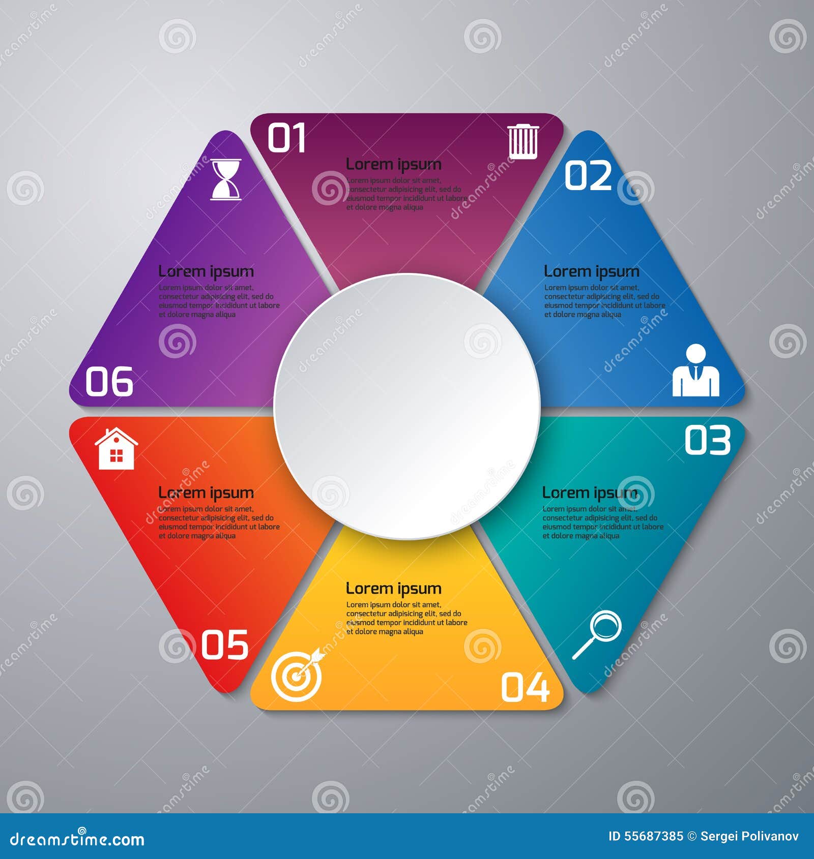 Vector Illustration Infographics Triangles, Six Options Stock Vector ...