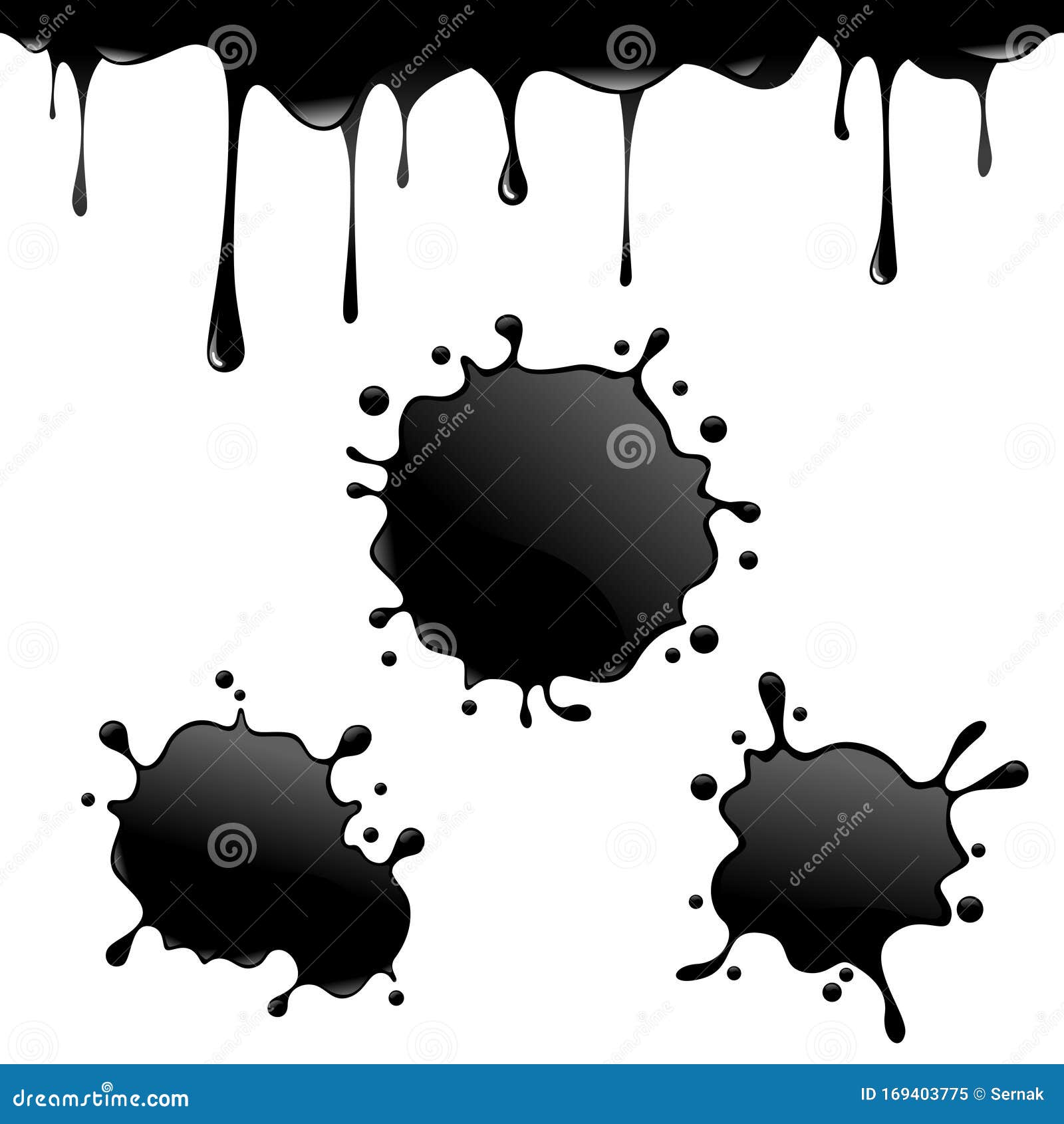 Vector Ink Spot and Dripping Splash Set Stock Vector - Illustration of ...