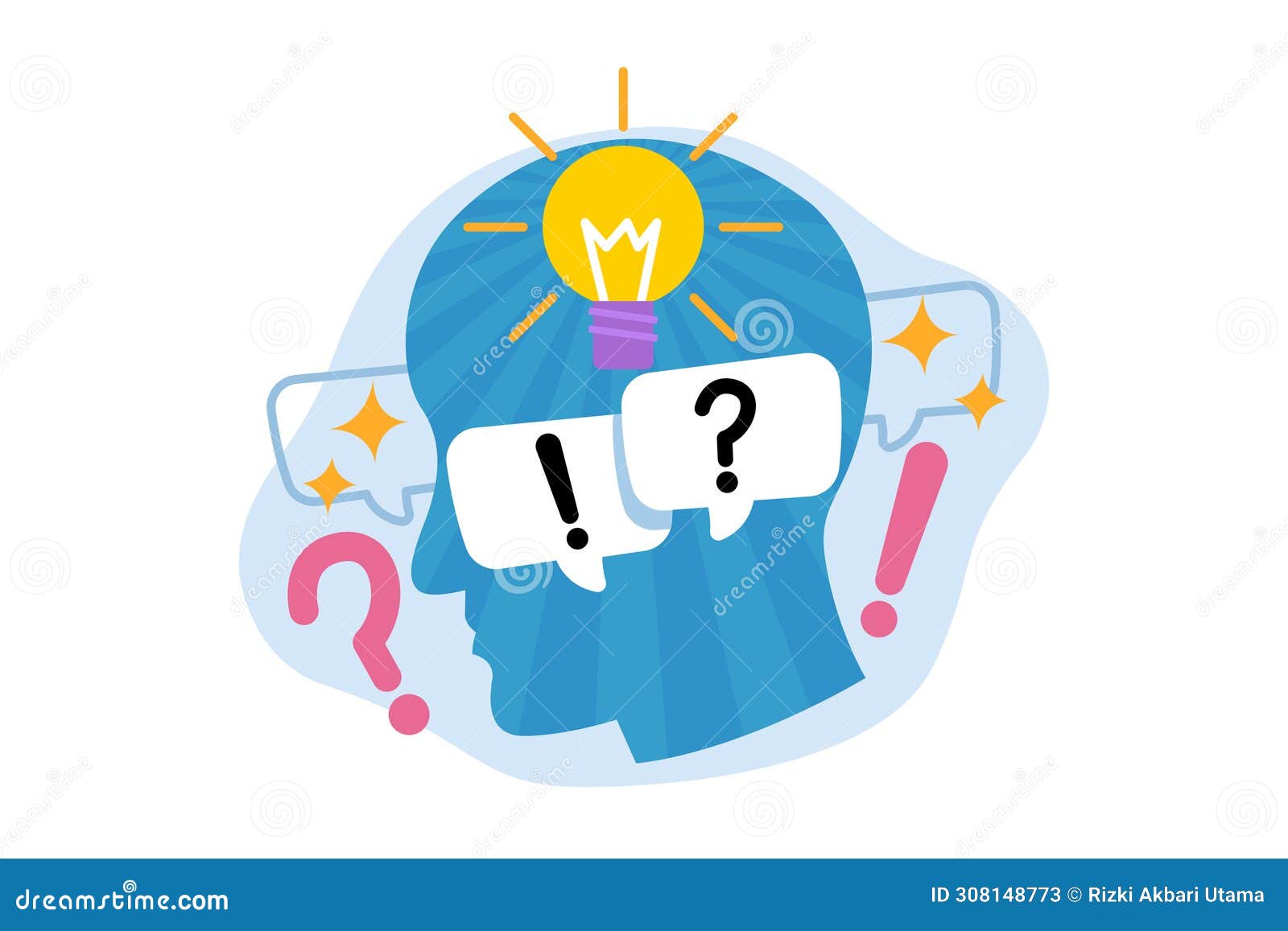 Inner Monologue in Mind Vector Illustration. Stock Vector ...