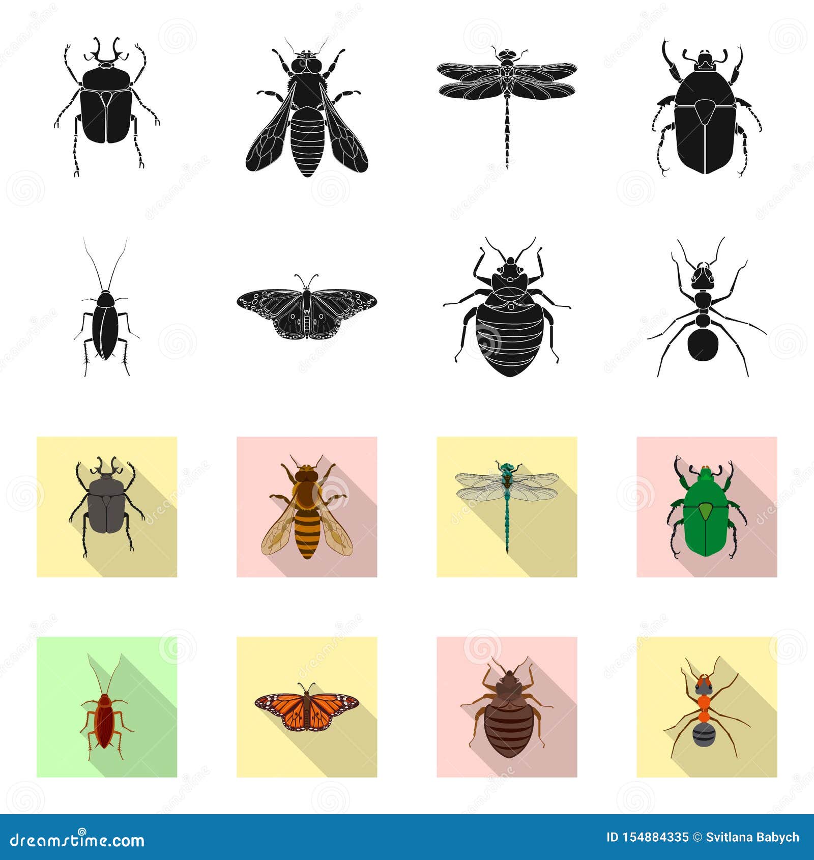 Vector Illustration of Insect and Fly Icon. Collection of Insect and ...