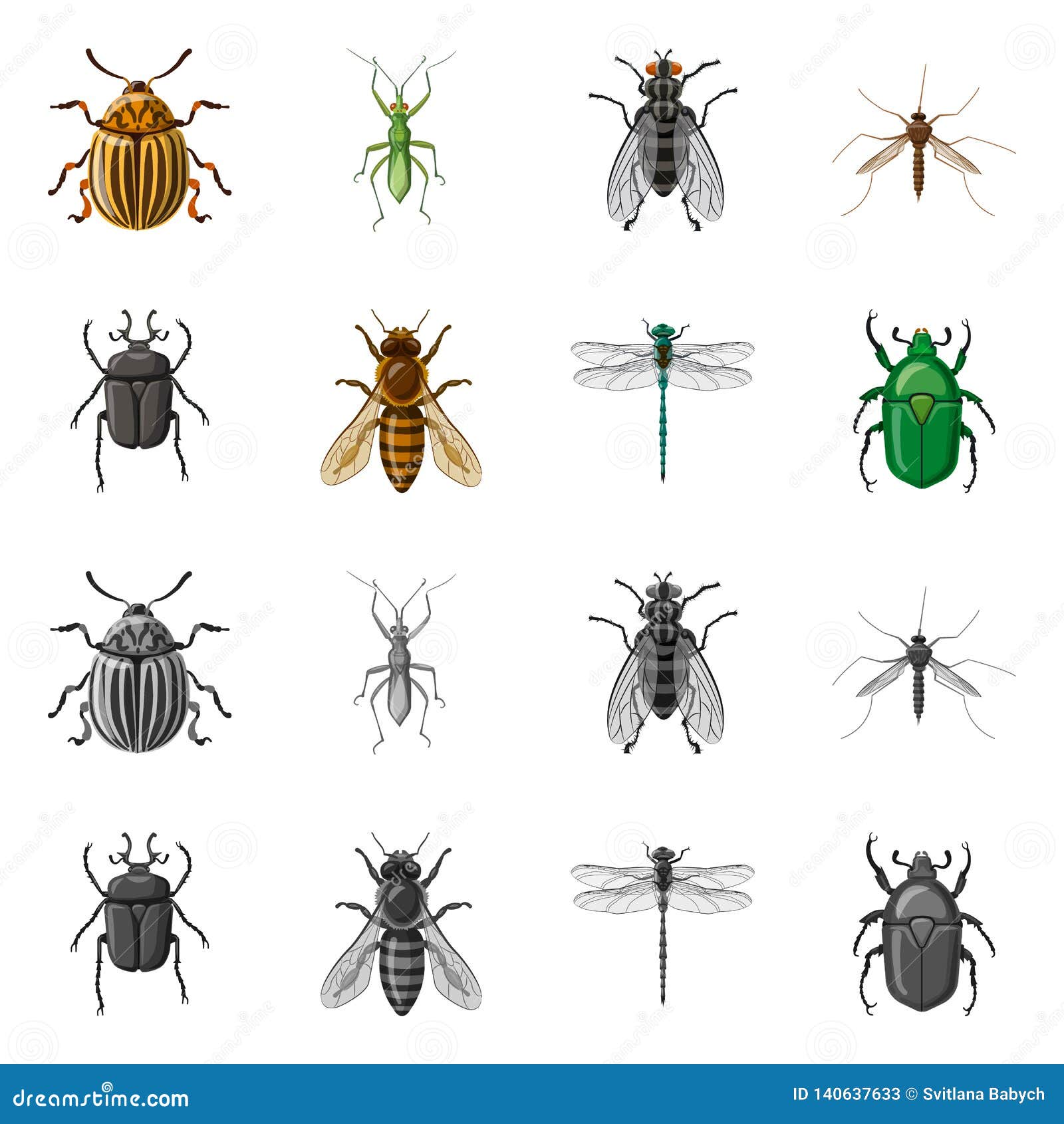 Vector Design of Insect and Fly Icon. Collection of Insect and Element ...