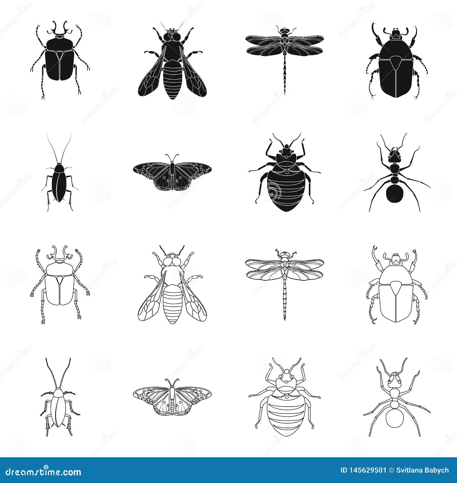 Vector Illustration of Insect and Fly Symbol. Set of Insect and Element ...