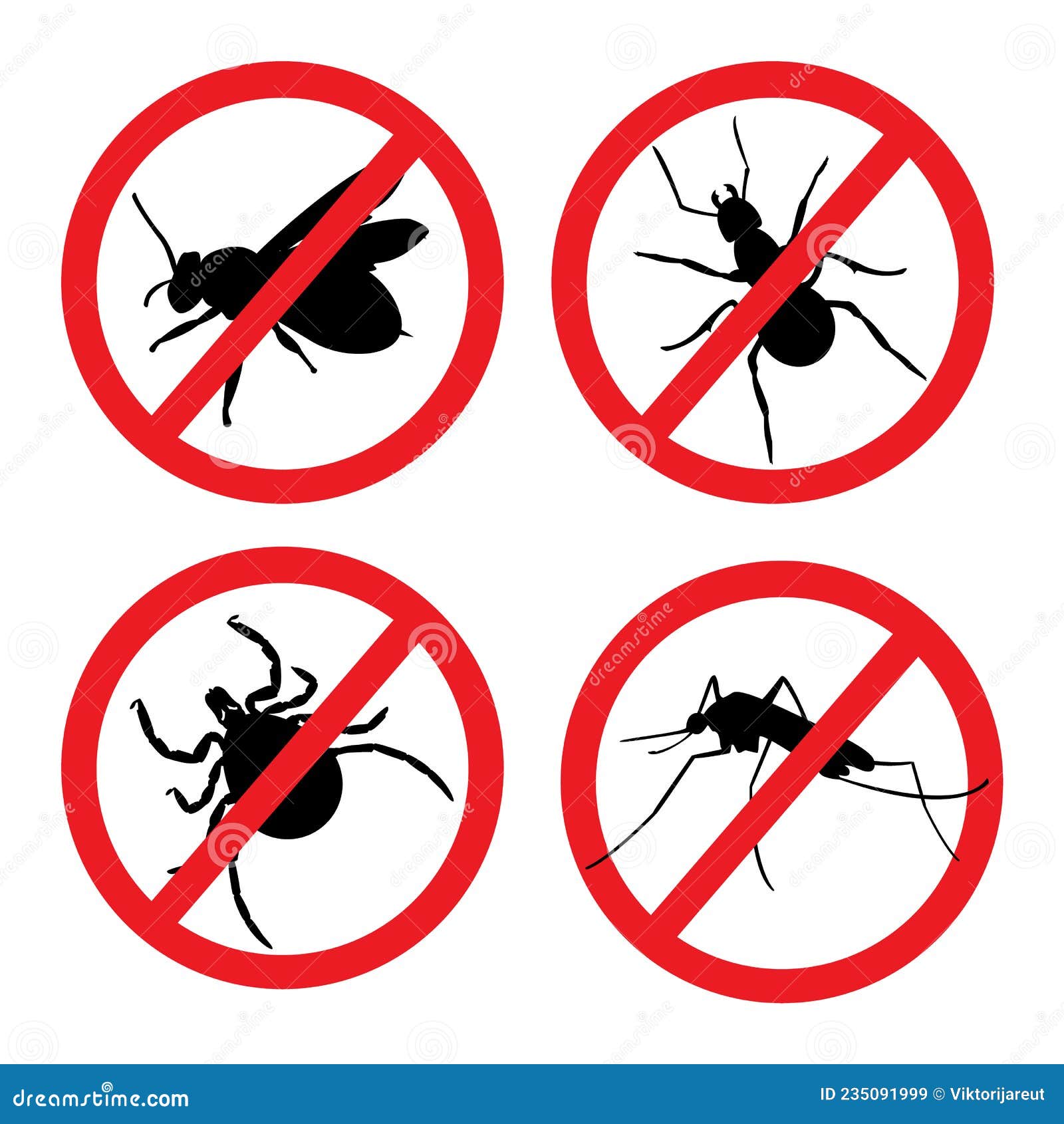 Fly Insect. Prohibition Sign. Outline Silhouette. Design Element ...