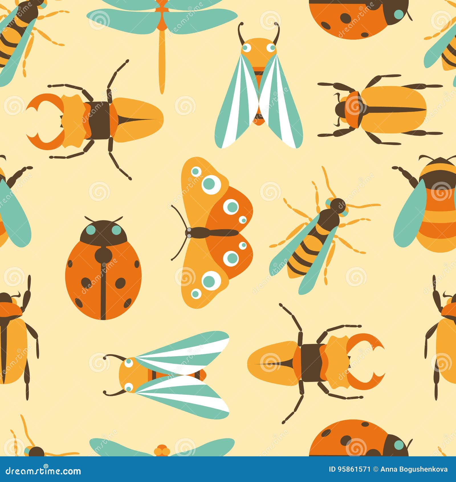 Vector Illustration of Insects Icons Collection Stock Vector ...