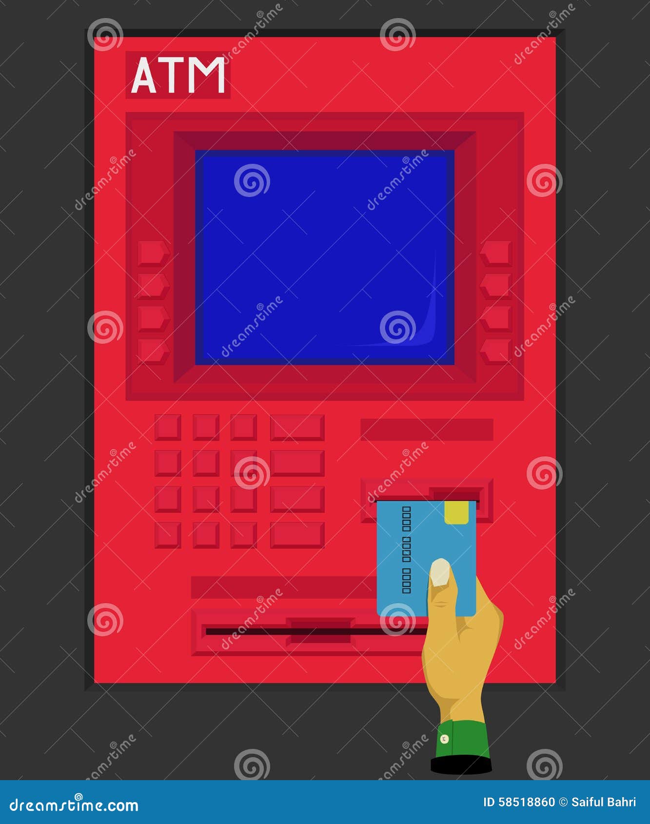 Vector Illustration Inserting Debit Card in ATM Stock Vector ...