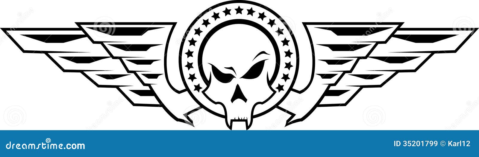 Vector Illustration of a Insignia with Skull Stock Vector ...