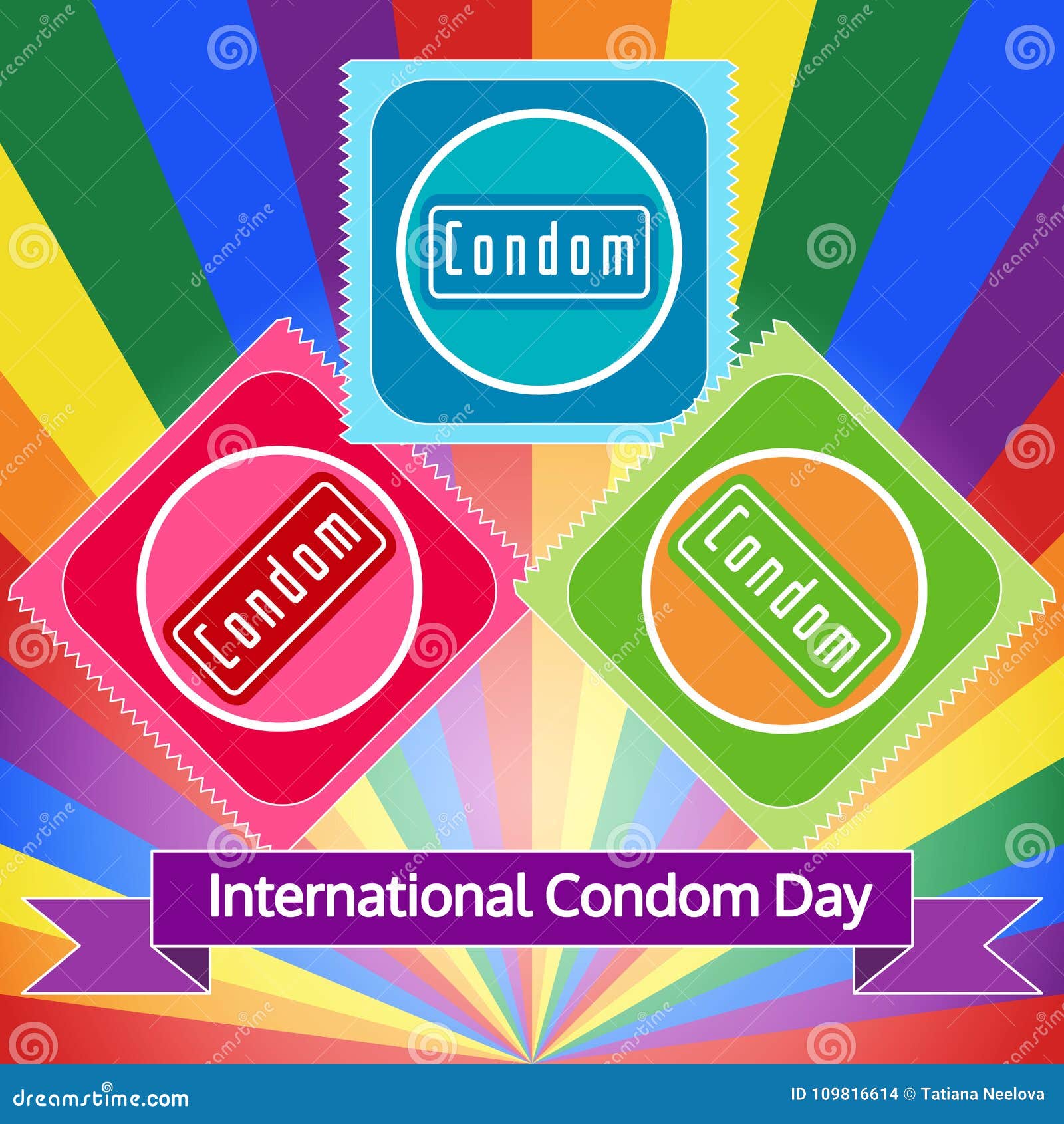 Vector Illustration For International Condom Day On 14 Of February