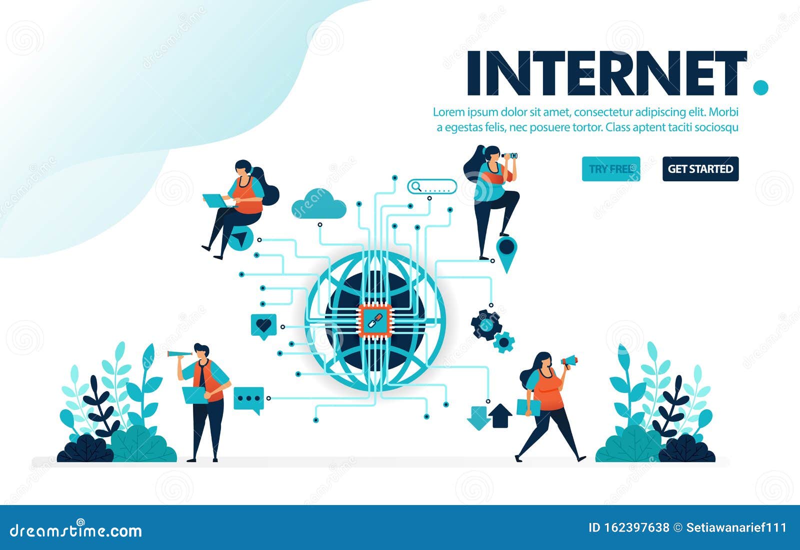 Vector Illustration Internet of Things. People Use Internet & Iot for ...