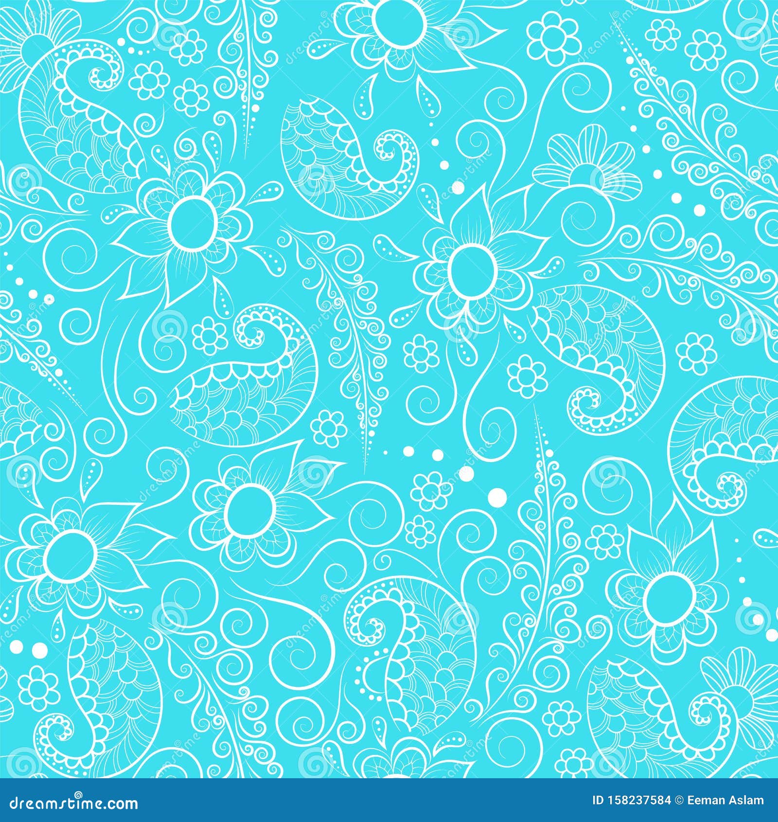 Vector Illustration. Intricate Flowers, Paisley and Swirls Designed ...