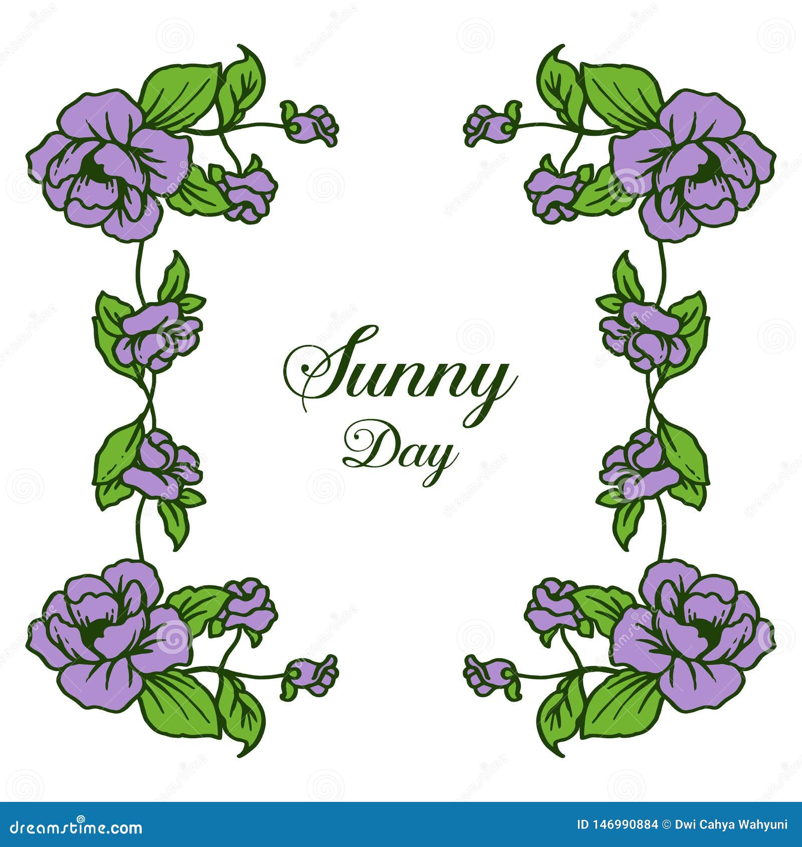 Vector Illustration Invitation Card Sunny Day with Decoration of Flower ...