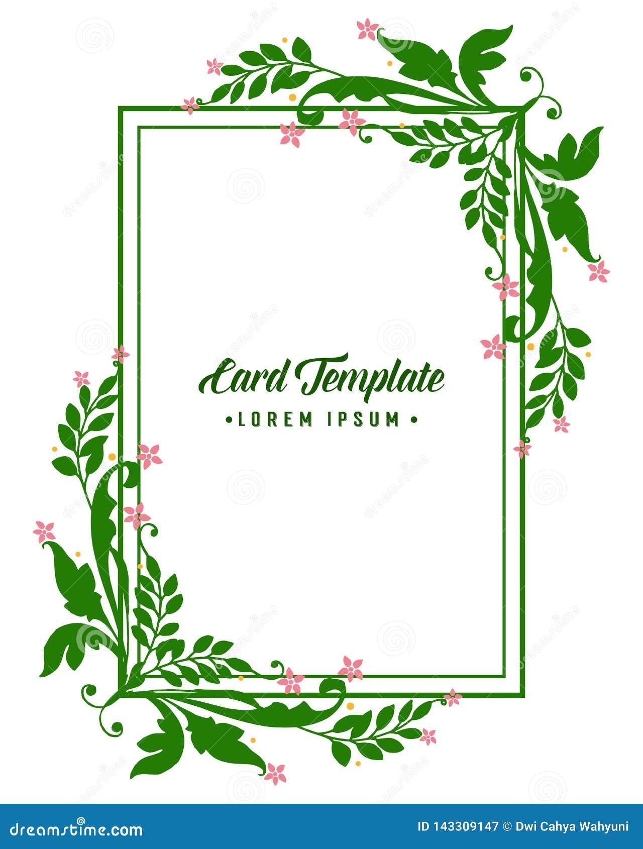 Vector Illustration Invitation Card Template with Design Green Leafy ...